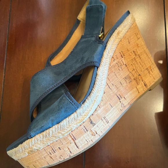 Franco Sarto | Shoes | Blue Suede Franco Sarto Taylor Wedge Sandal Size ...